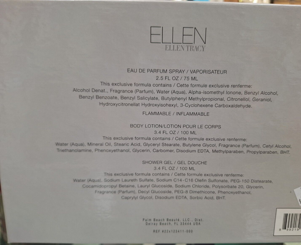 Elllen by Ellen Tracy 3 Piece Gift Set Shower Gel+ Eau de Parfum+Body ...